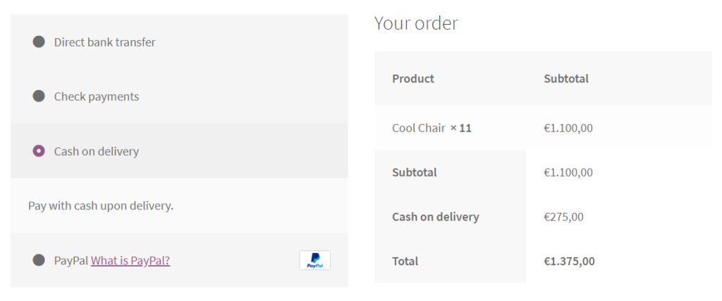 Extra fees - WooCommerce Smart COD PRO